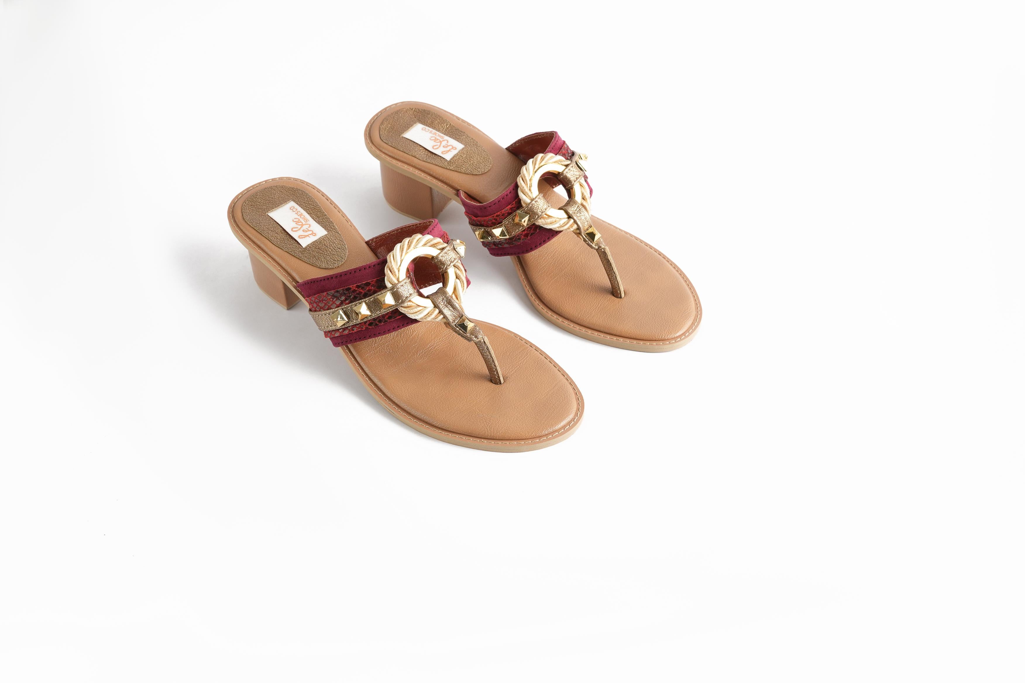 Heeled Leather Sandals with Silk Braid and Ring Detail – Lesac Shoes & Bags