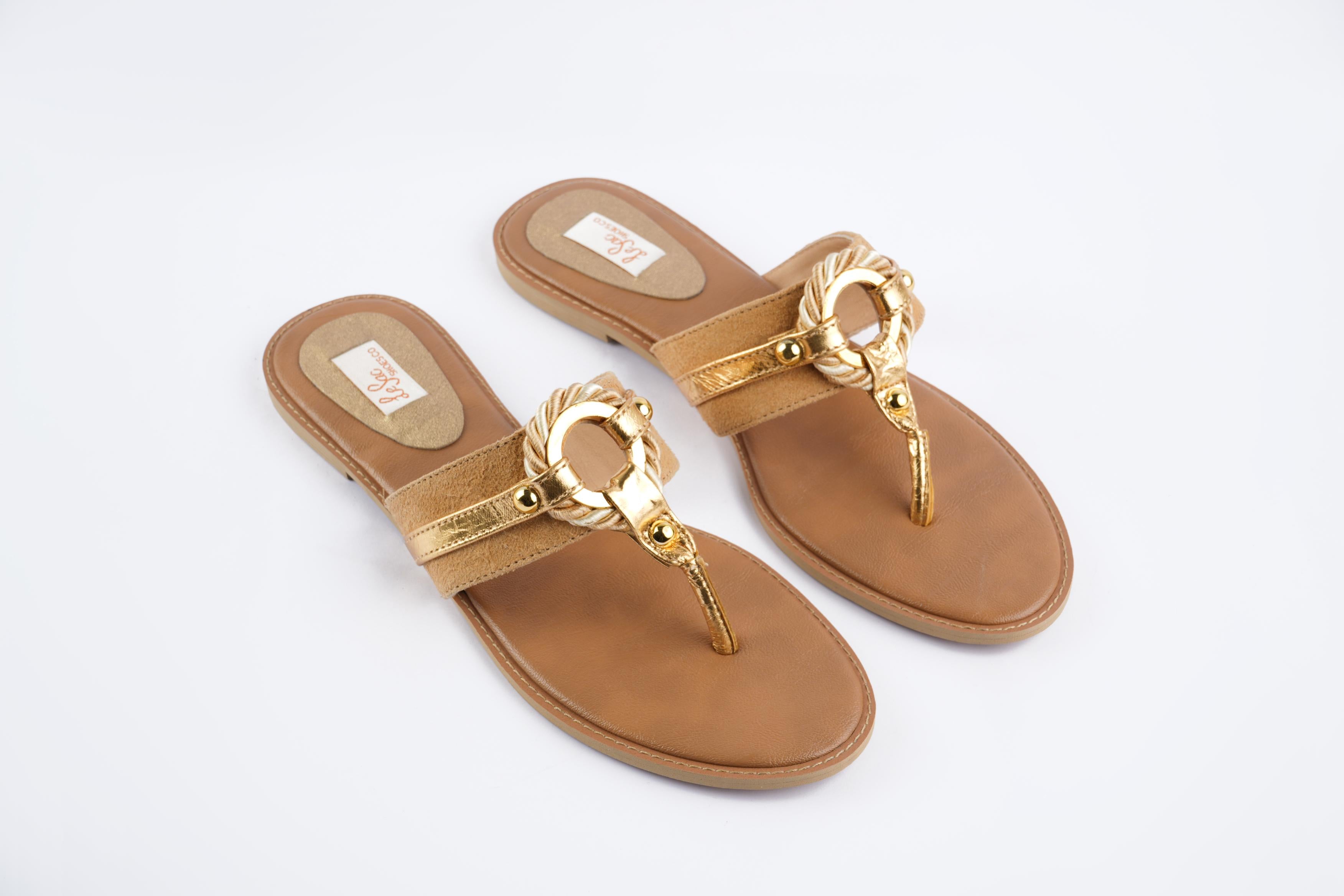 Leather Sandals with Silk Braid and Ring Detail – Lesac Shoes & Bags