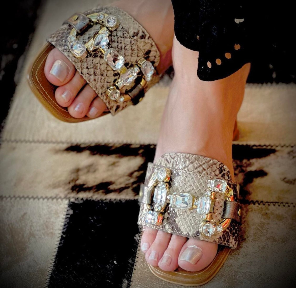 Double buckle with stones – Lesac Shoes & Bags